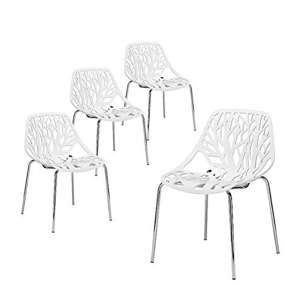 Zimtown Indoor Birch Dining Chairs (Set of 4)- White, Mid Century ...