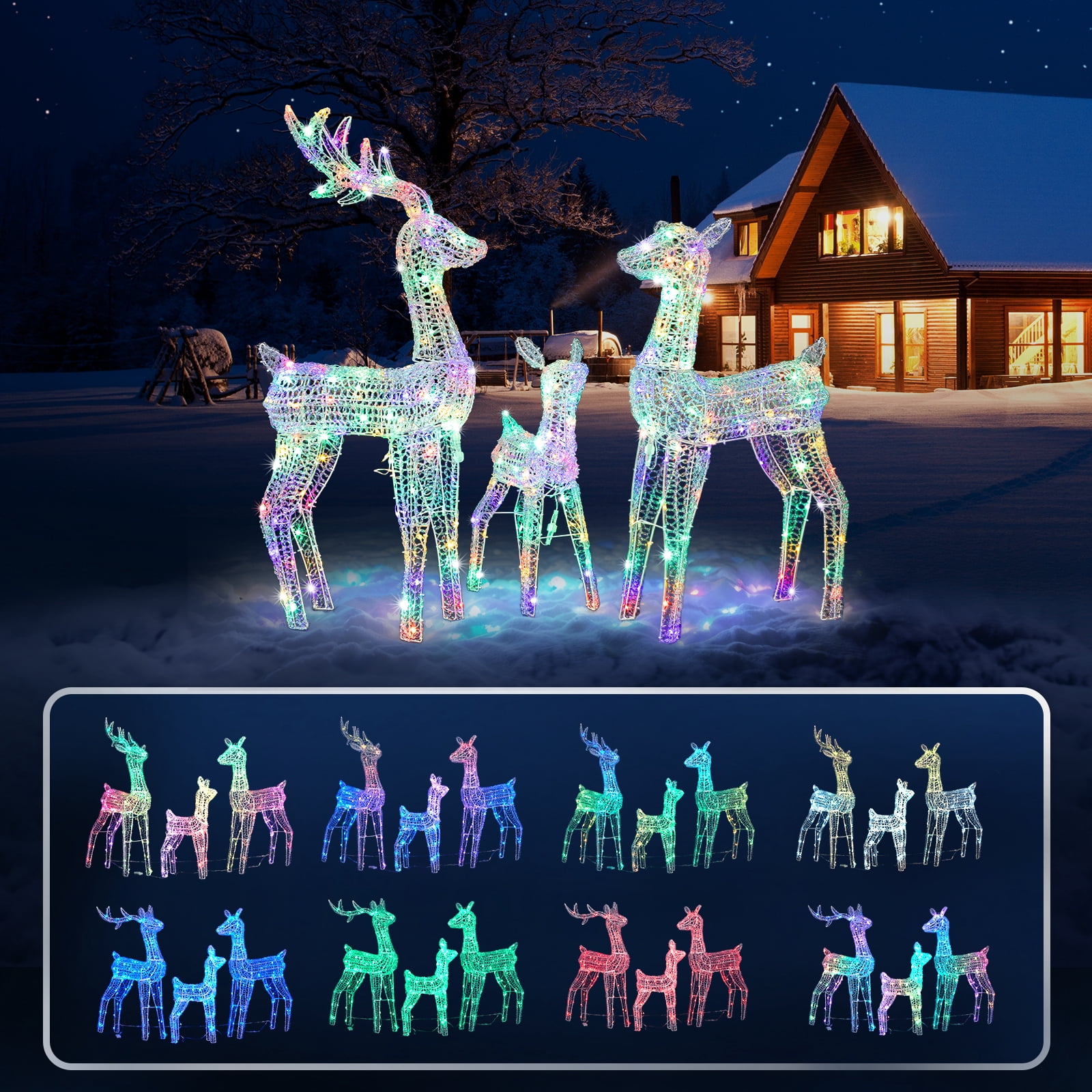 Zimtown Outdoor 3-Piece Lighted Christmas Reindeer Set Decoration for ...