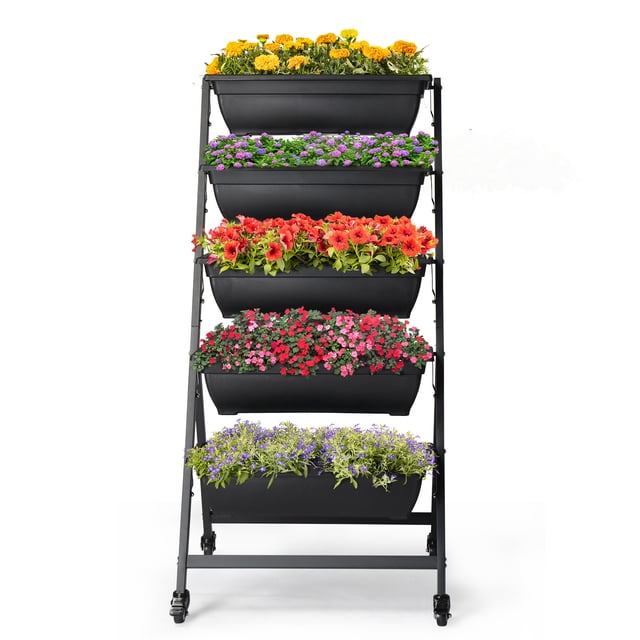 Zimtown 5-Tier Outdoor Raised Garden Bed, Vertical Planter Box with ...
