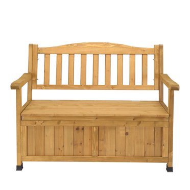 Gymax Acacia Wood Outdoor Patio Seat Deck Box, Large Outside Storage ...