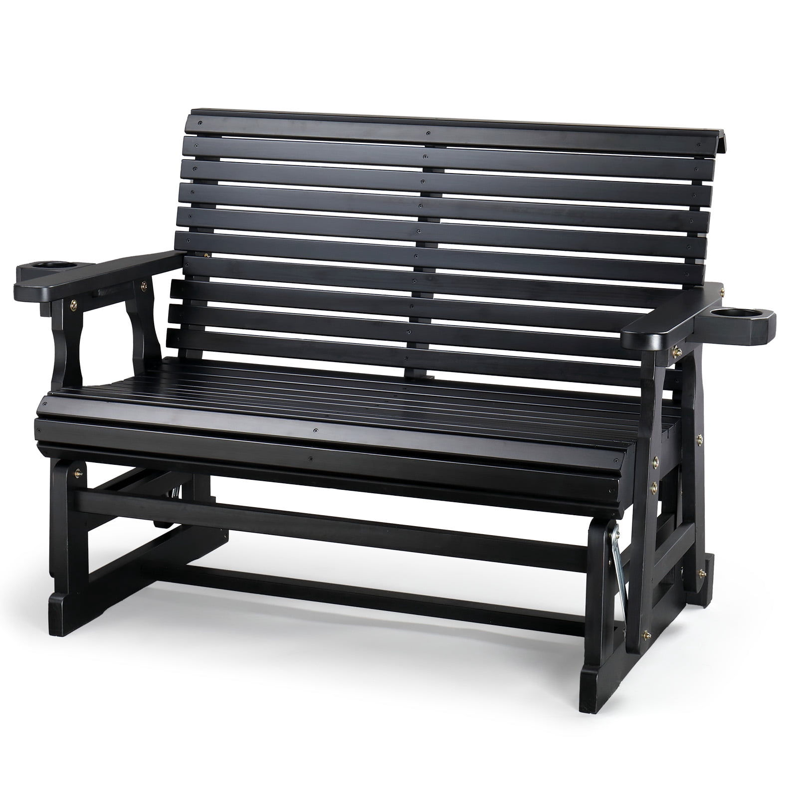 Zimtown Outdoor Swing Glider Chair,2-Person Patio Wooden Glider Bench ...