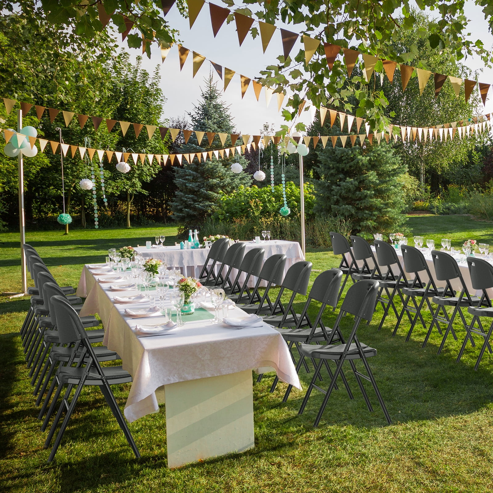 Zimtown Plastic Folding Chair, 2 PCS Folding Chairs for Events, 350 LBS ...