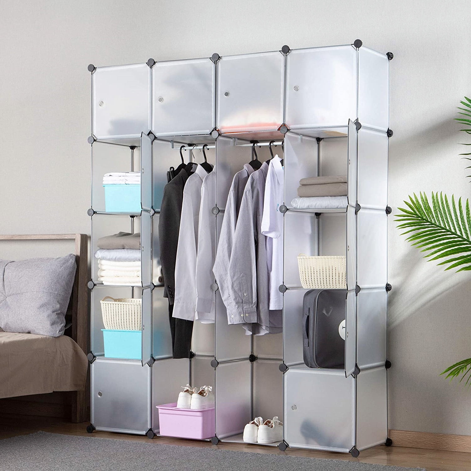 Zimtown Plastic Storage Organizer Closet Unit, 20 Cube DIY Modular ...
