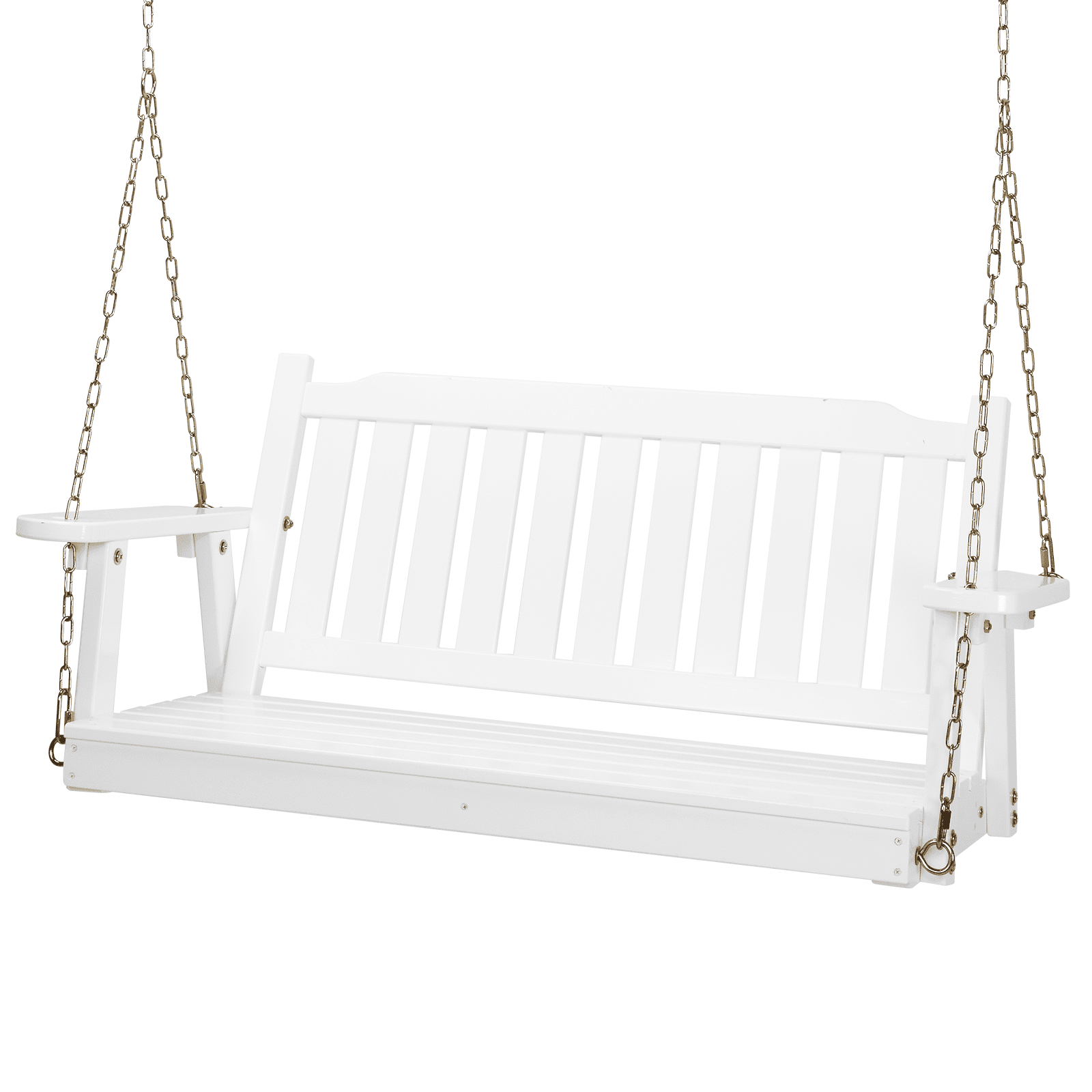 Zimtown Porch Swing 2 Person Fir Wood Swing Chair with Chain - White ...
