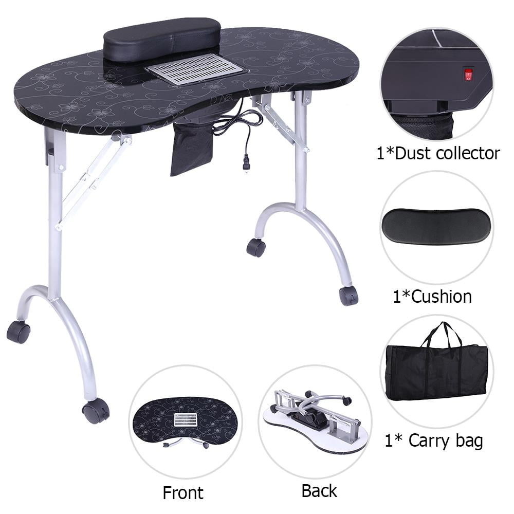 Zimtown Portable Manicure Table Foldable Nail Desk with Dust Collector ...