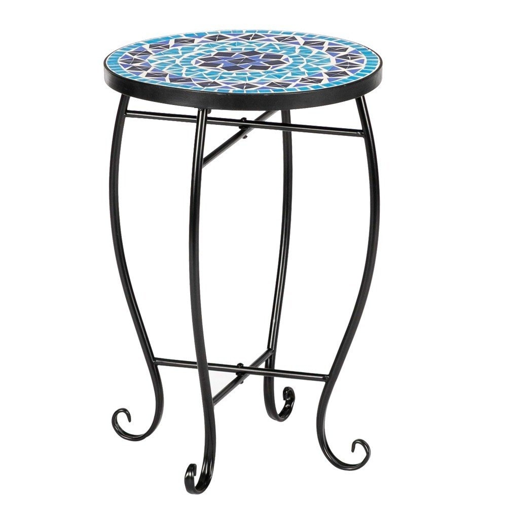 Zimtown Pretty Color Glass Round Terrace Bistro Table End Table Coffee ...
