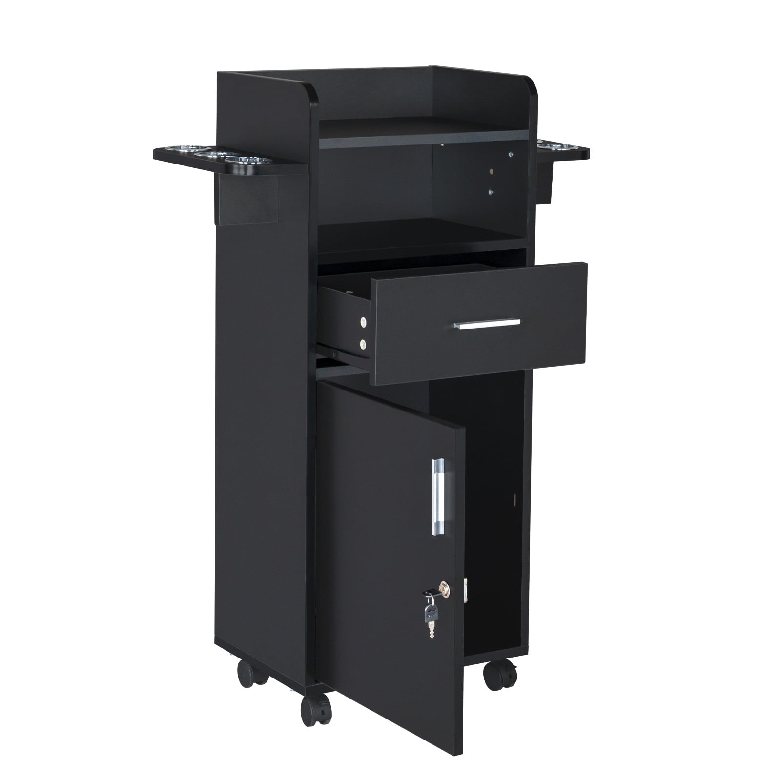 Zimtown Salon Station, Black Hair Stylist Storage Cabinet, Large ...