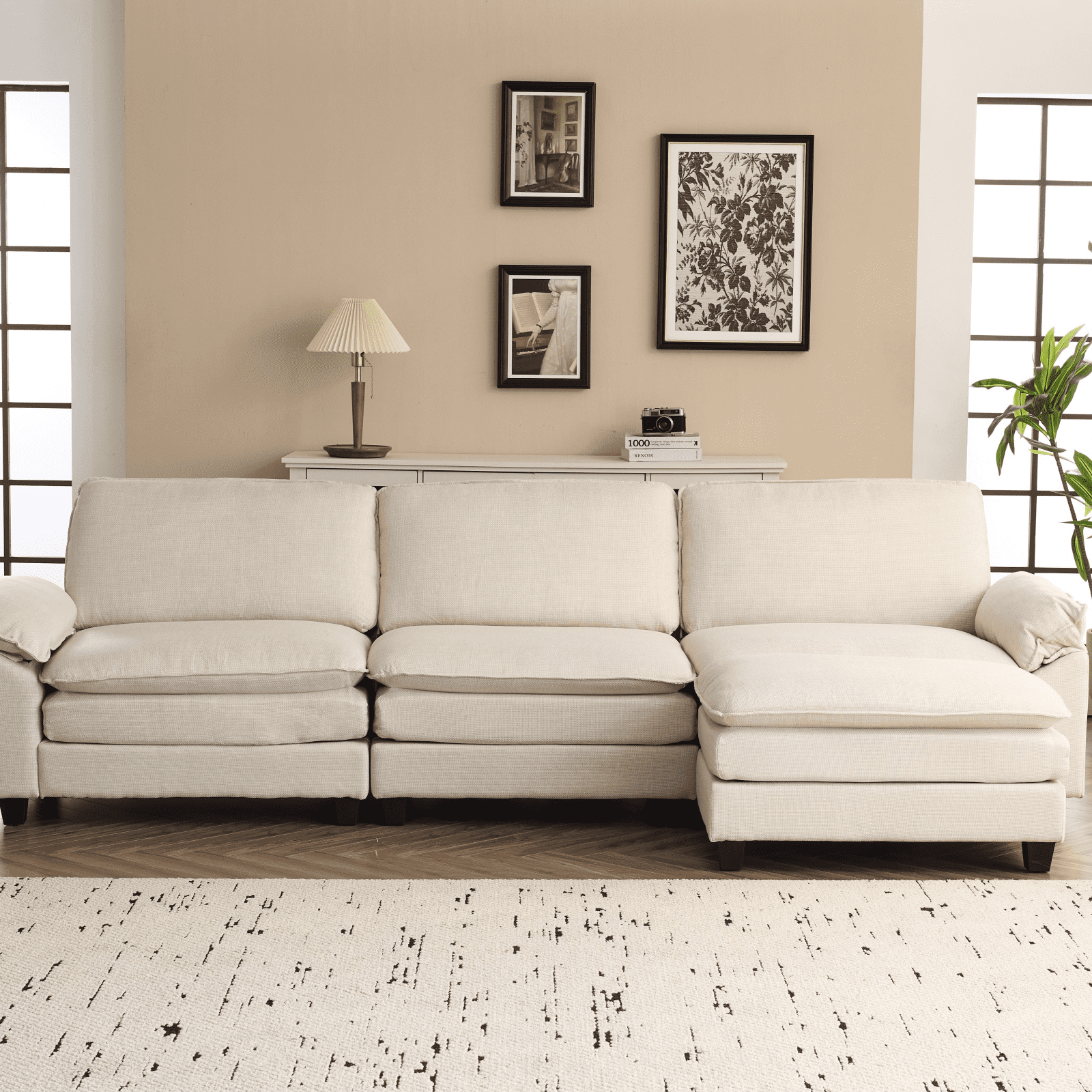 Zimtown Sectional L-Shaped Sofa with Ottoman, 4-6 Person Living Room ...