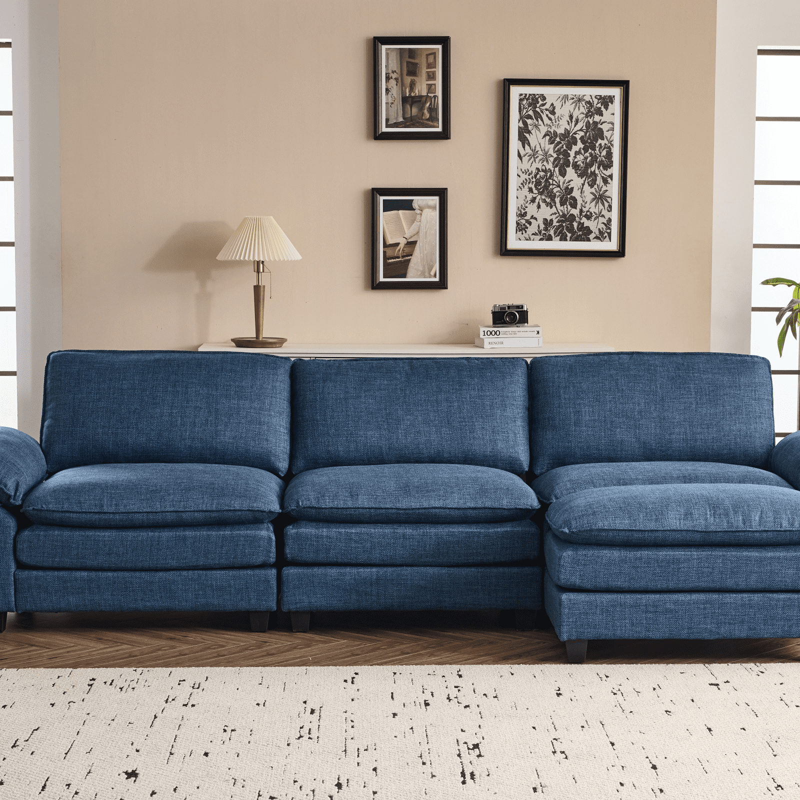 Zimtown Sectional L-Shaped Sofa with Ottoman, 4-6 Person Living Room ...
