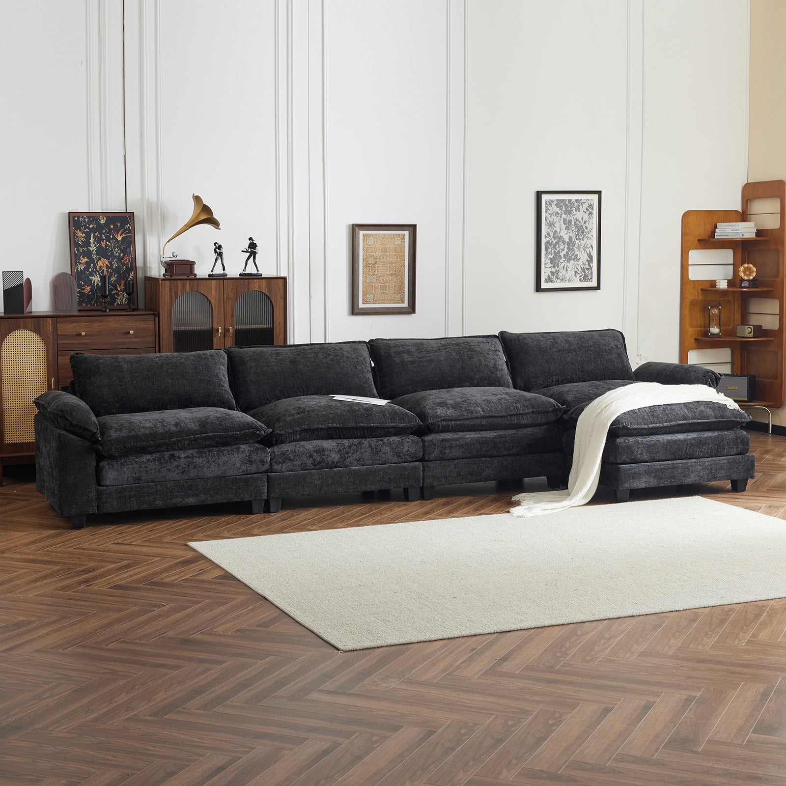 Zimtown Sectional Sofa with Ottoman, L Shaped Convertible Couch with ...