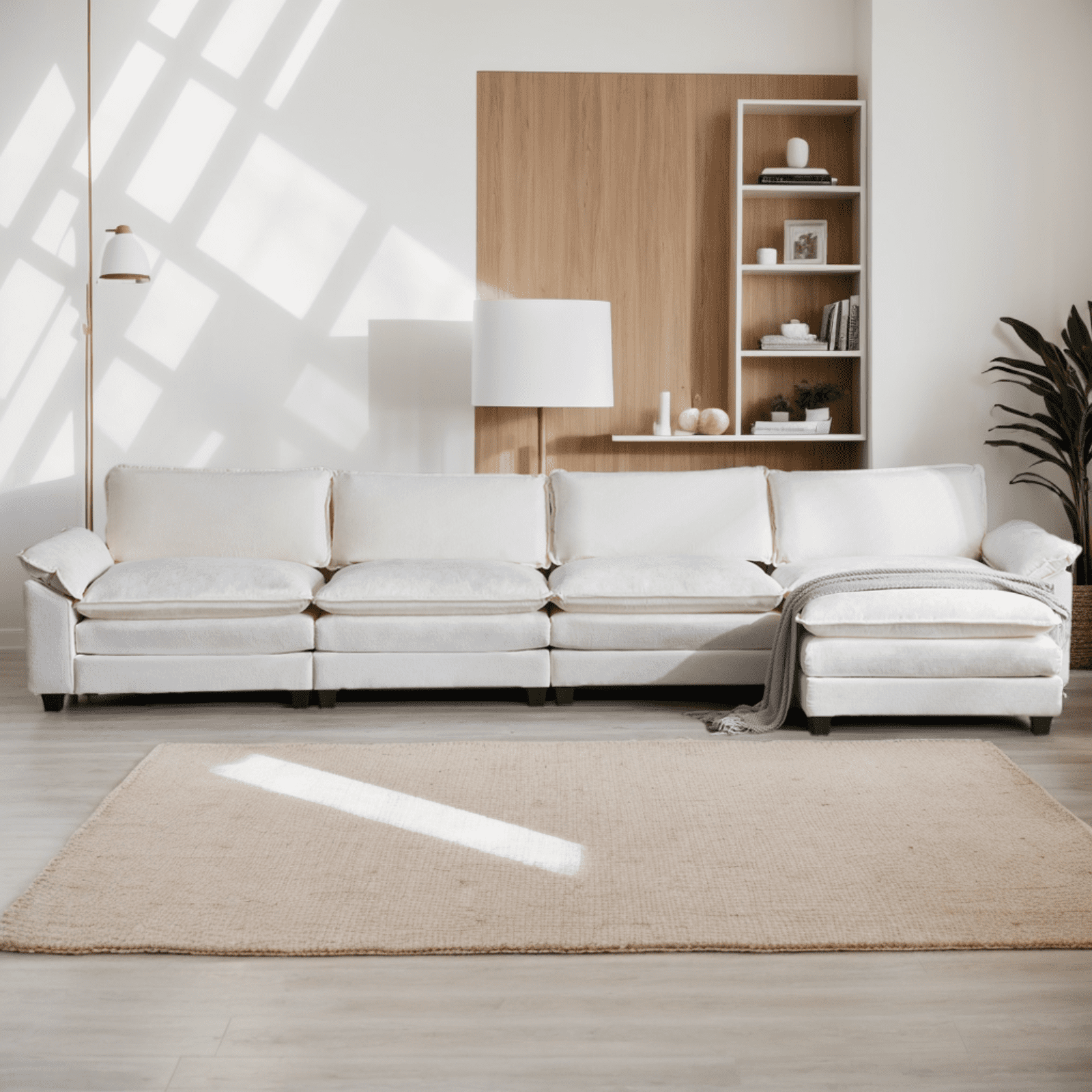 Zimtown Sectional Sofa with Ottoman, L Shaped Convertible Couch with ...