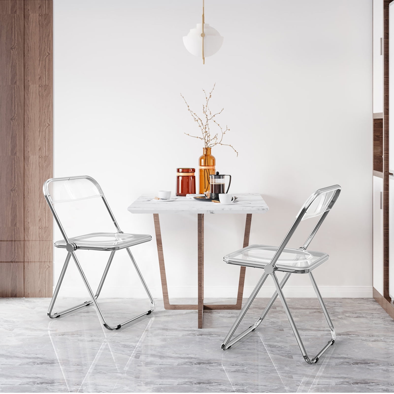 Zimtown Set of 2 Folding Chairs, Acrylic Portable Chair, Transparent ...