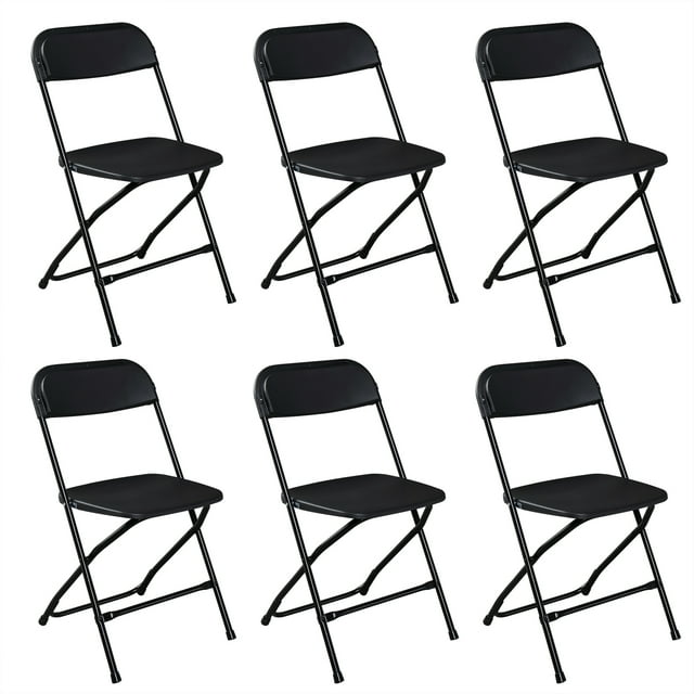 Zimtown Set of 6 Folding Chairs Heavy Duty Steel Frame Plastic ...