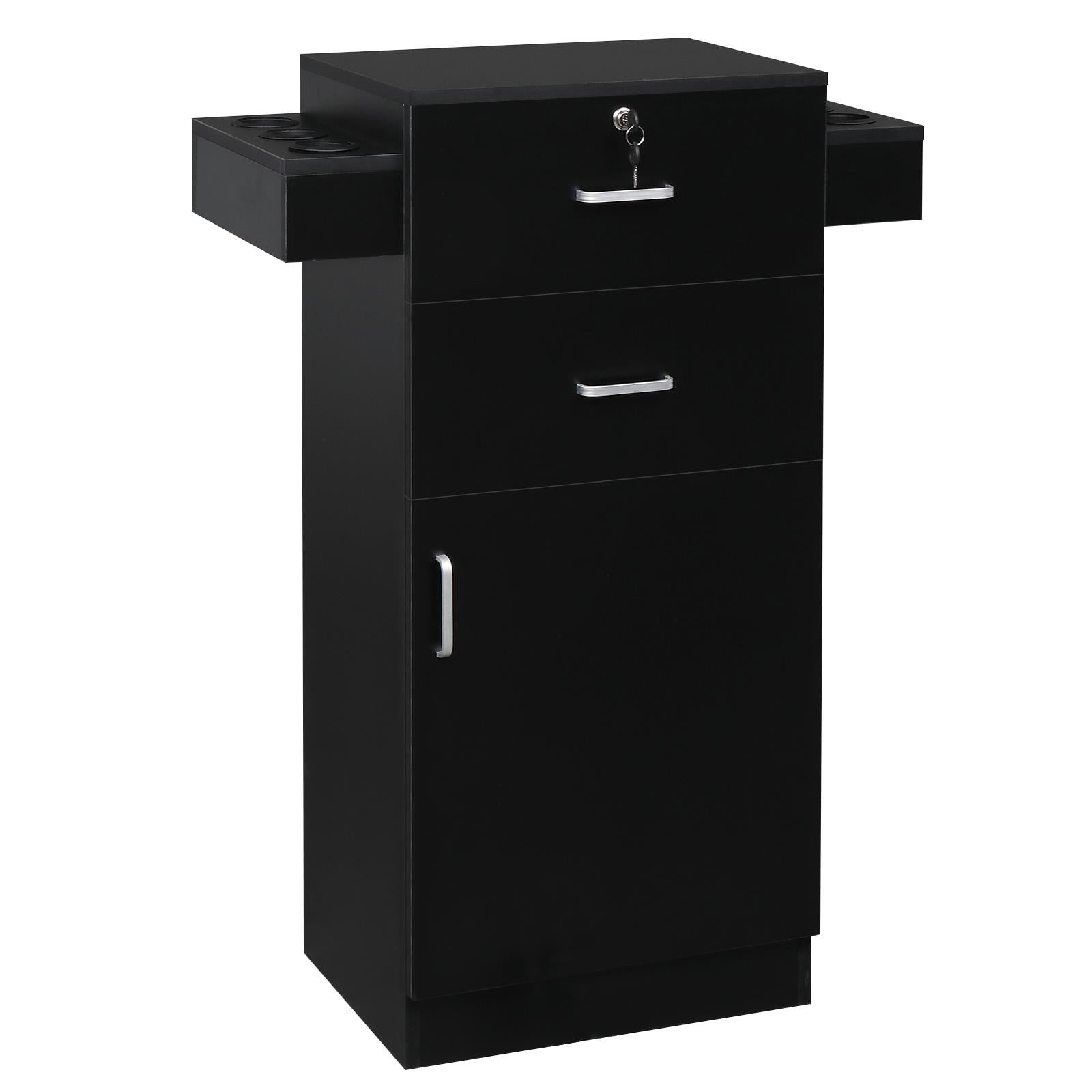 Zimtown Hair Furniture Stylist Station, Black Barber Cabinet with MDF ...