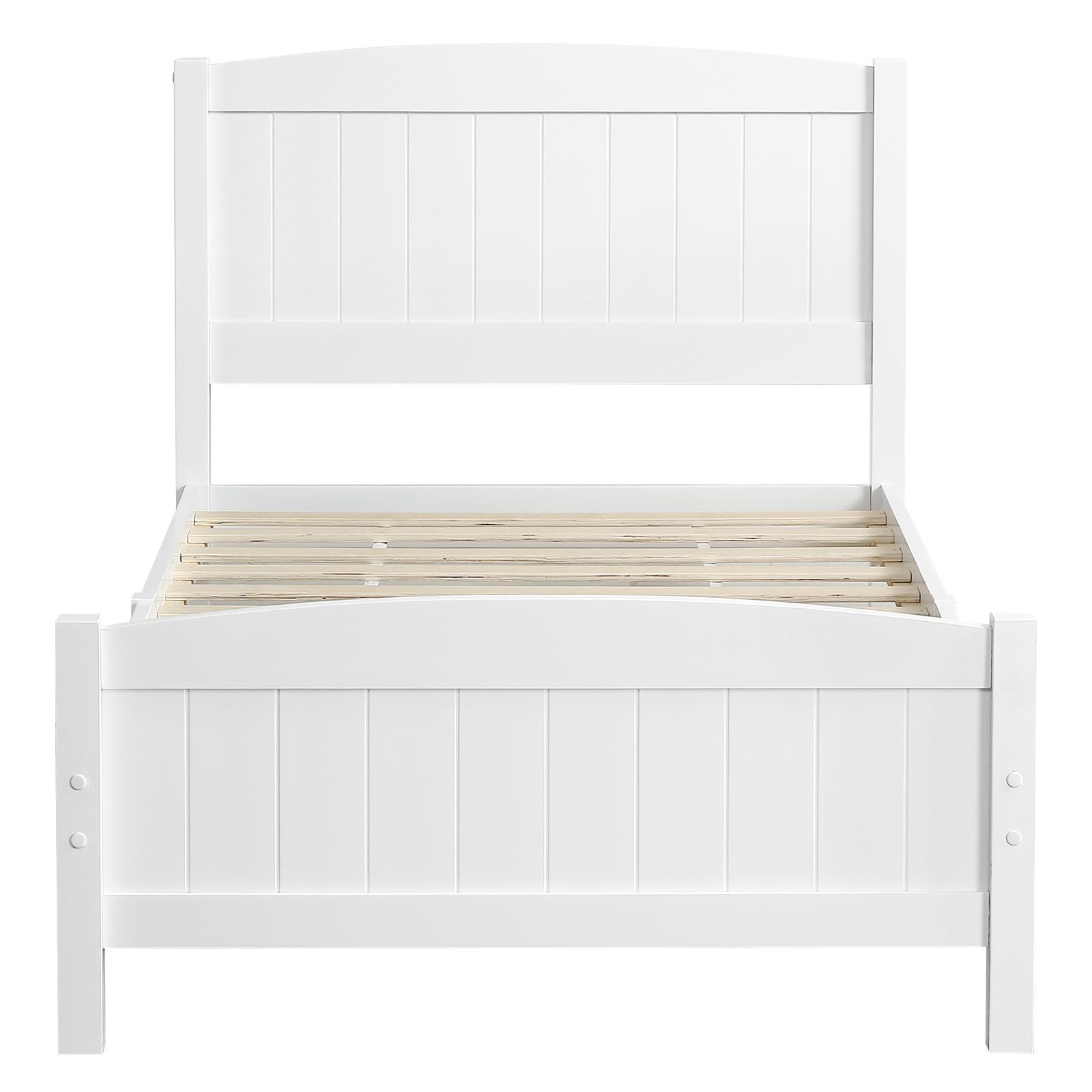 Ktaxon Solid Pine Wood Twin Bed Frame with Headboard, Wooden Footboard ...