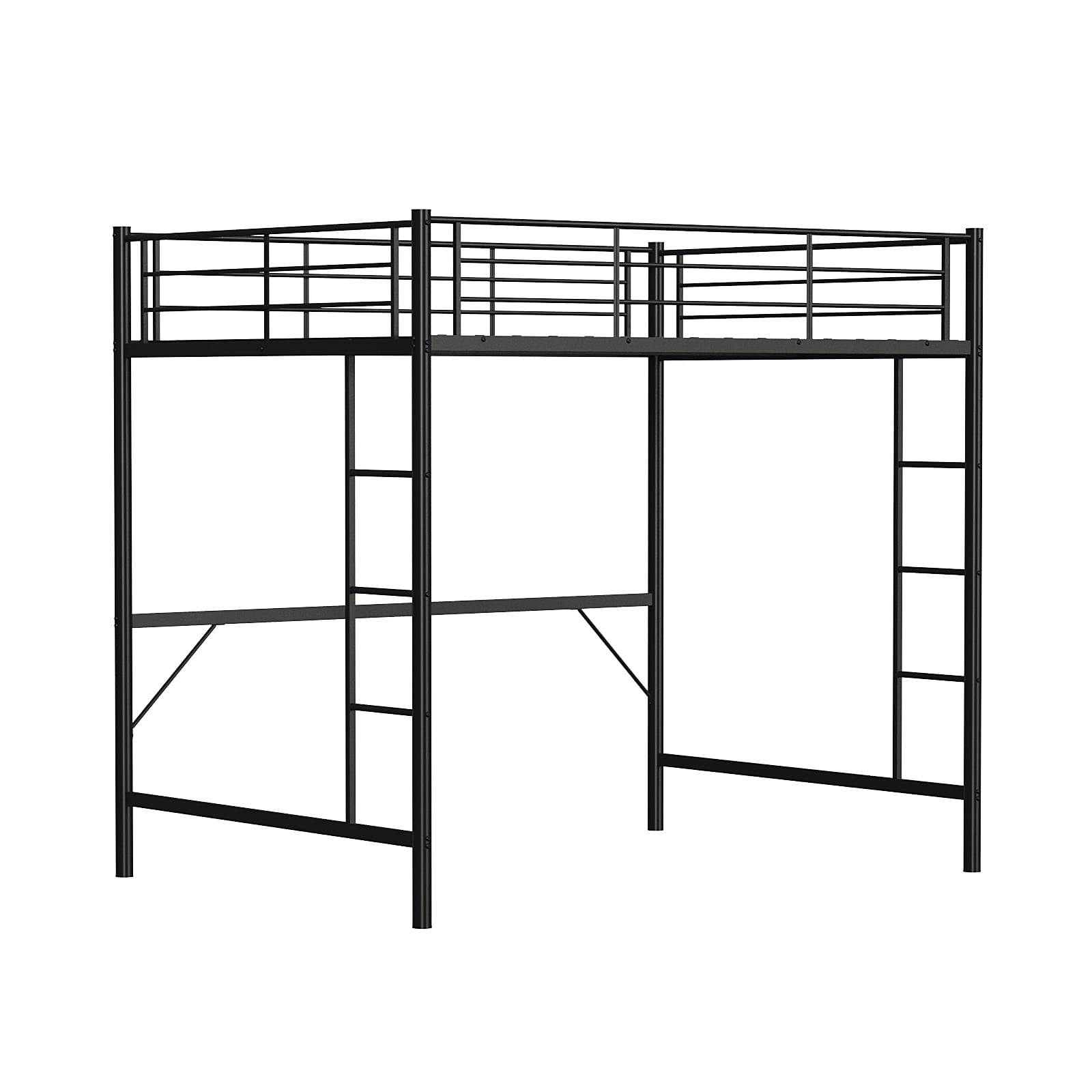 Zimtown Twin Loft Bed with Ladder Metal Bunk Bed with 2 Side Ladder ...