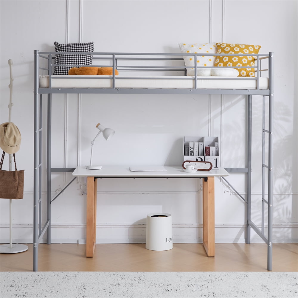 Zimtown Twin Loft Bed with Stairs Metal Single Loft Bunk Bed with ...