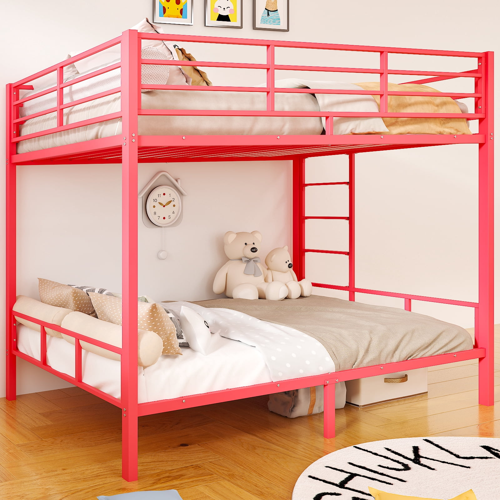 Zimtown Twin over Twin Steel Bunk Beds Frame,14.8" Height Guardrail ...