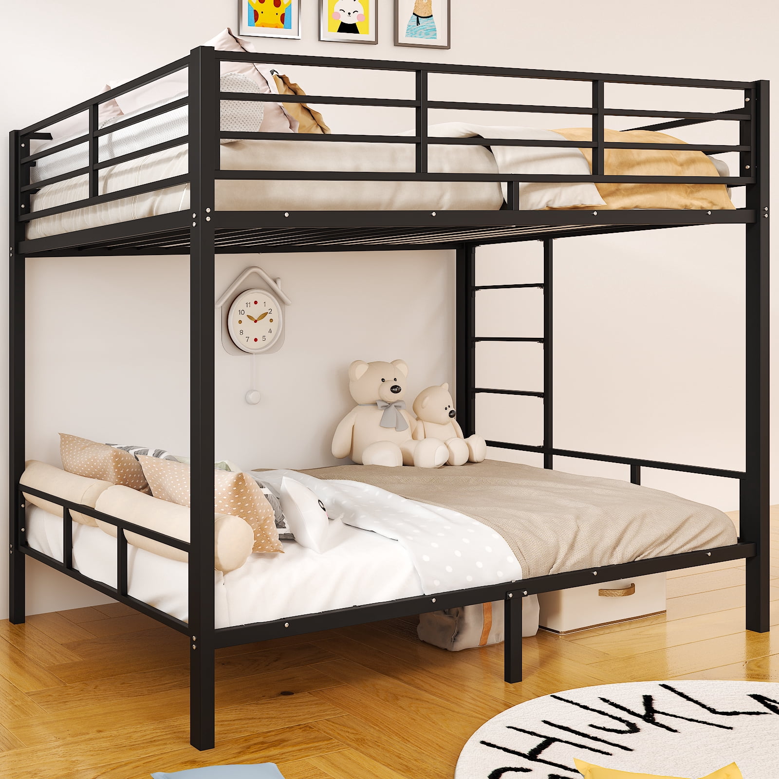 Zimtown Twin over Twin Steel Bunk Beds Frame,14.8" Height Guardrail ...