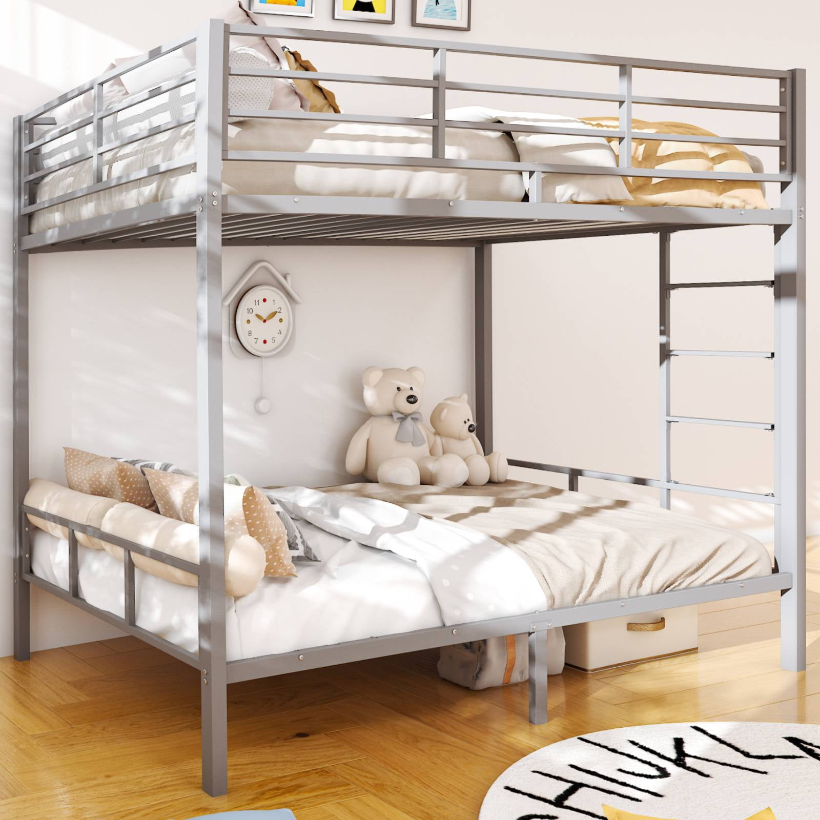 Zimtown Twin over Twin Steel Bunk Beds Frame,14.8" Height Guardrail ...