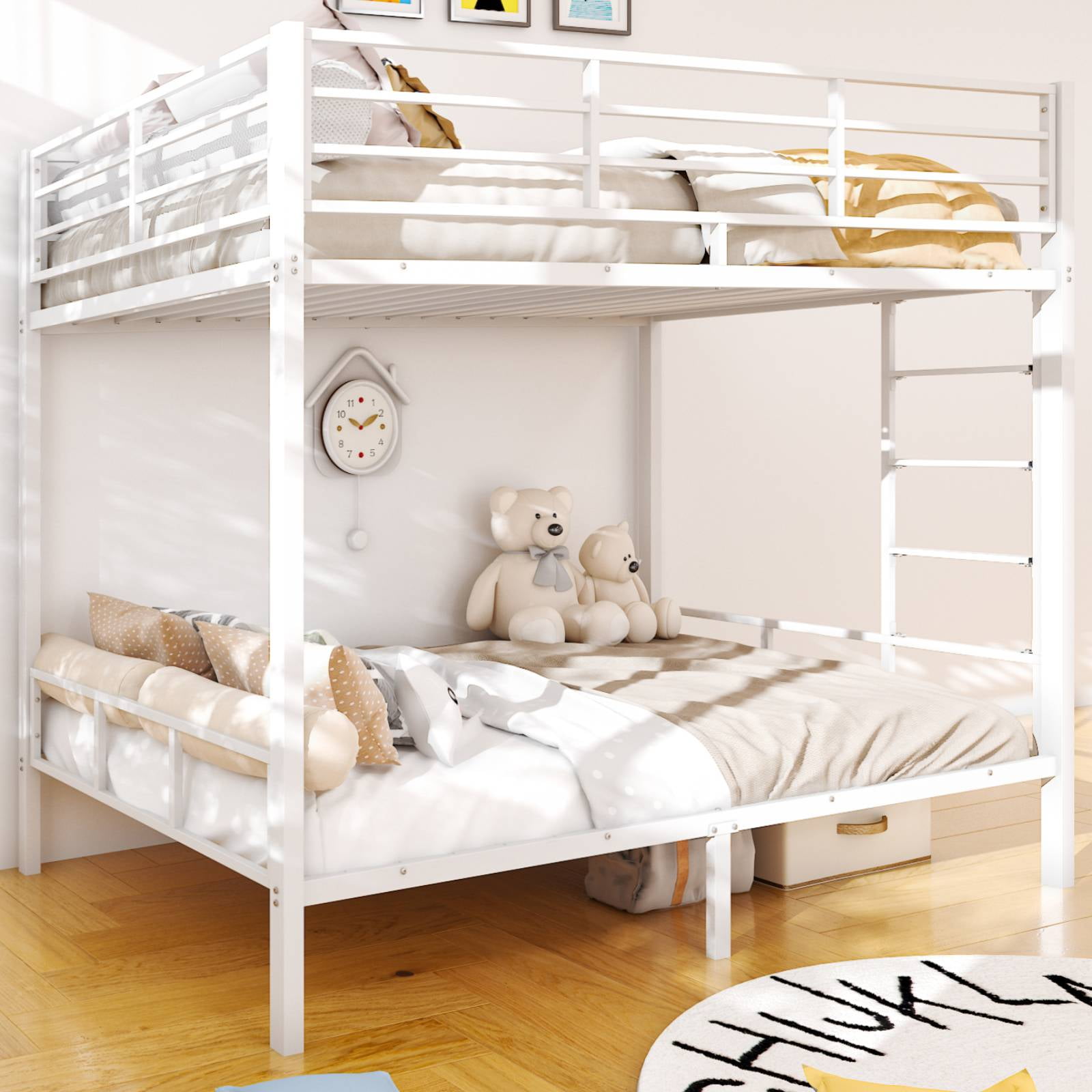Zimtown Twin over Twin Steel Bunk Beds Frame,14.8" Height Guardrail ...