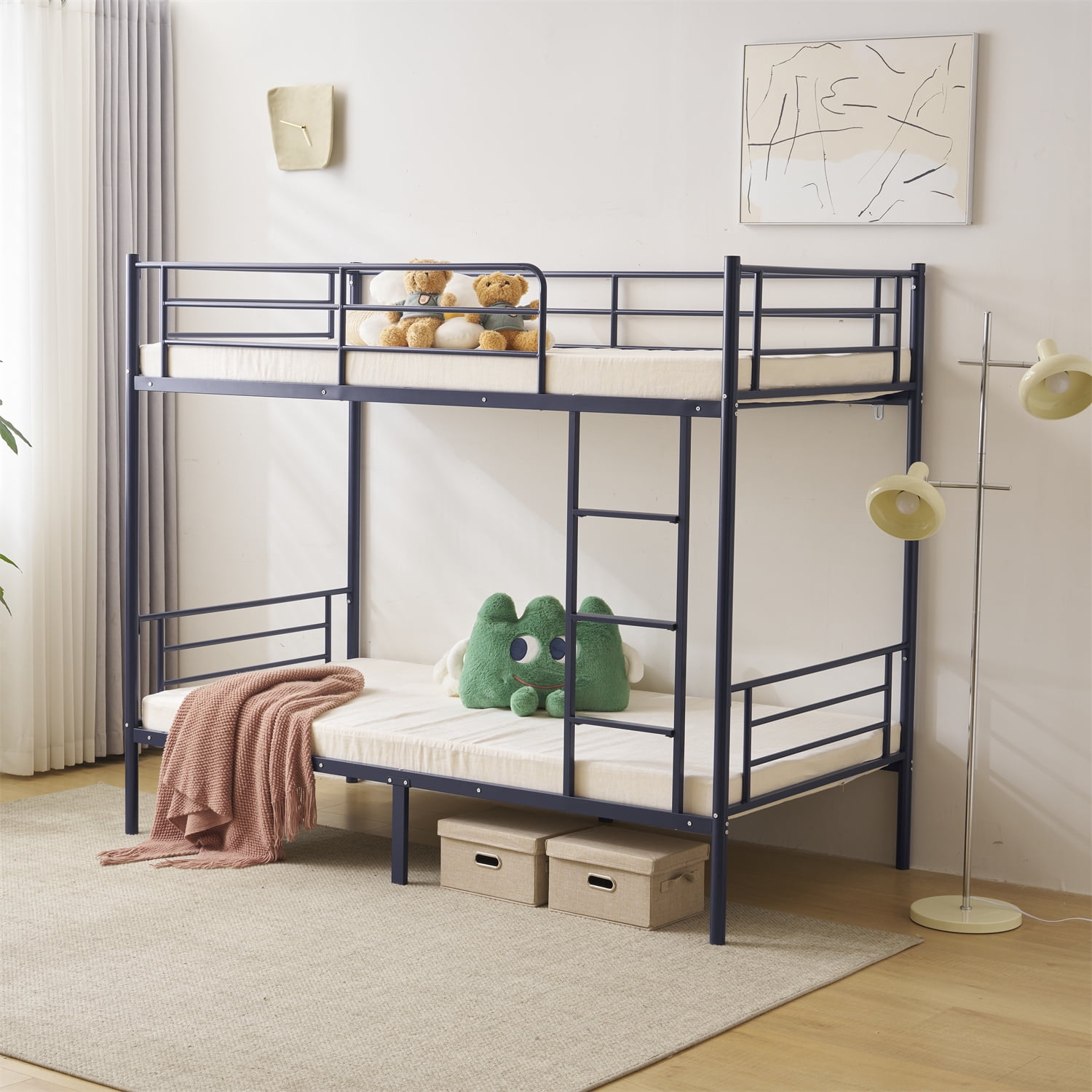 Zimtown Twin over Twin Steel Bunk Beds Frame Ladder Bedroom Dorm Room ...