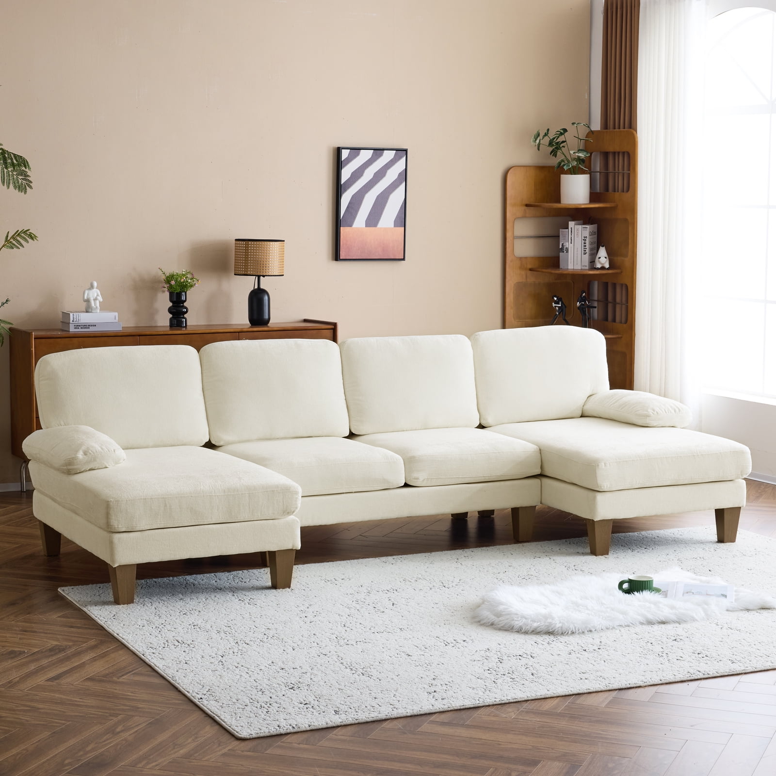 Zimtown U-Shaped Sectional Sofa with Dual Chaises, Modern 4-Seat ...