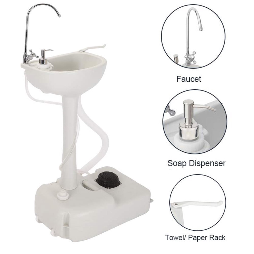 Zimtown Upgrade Portable Sink, Outdoor Wheeled Wash Basin Stand, with ...