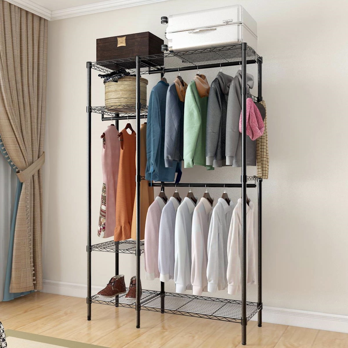Zimtown Wire Garment Rack Heavy Duty Clothes Rack Compact Large Size ...