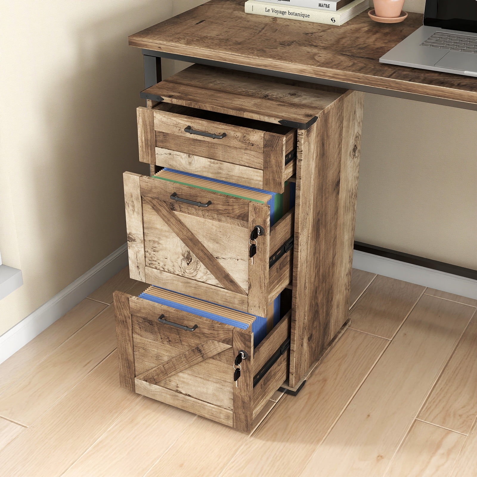 Zimtown Wooden File Cabinet Lockale 3-Drawer, Vertical Business Filing ...