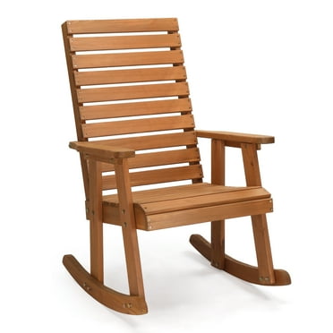 Zimtown Acacia Wood Rocking Chair, Indoor/Outdoor, Cushioned, Teak ...