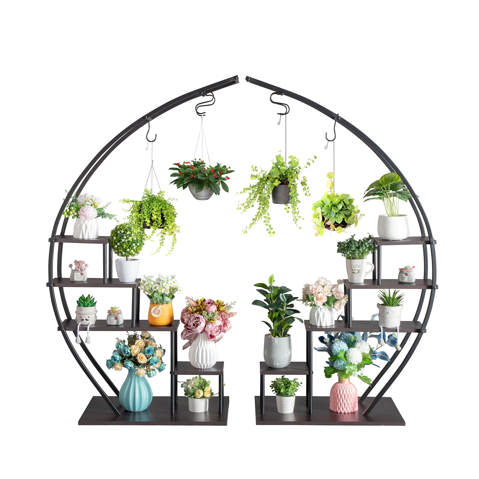 Zimtown 5 Layer Plant Stand, Metal Pot Rack, Indoor Flower Shelf, Black ...