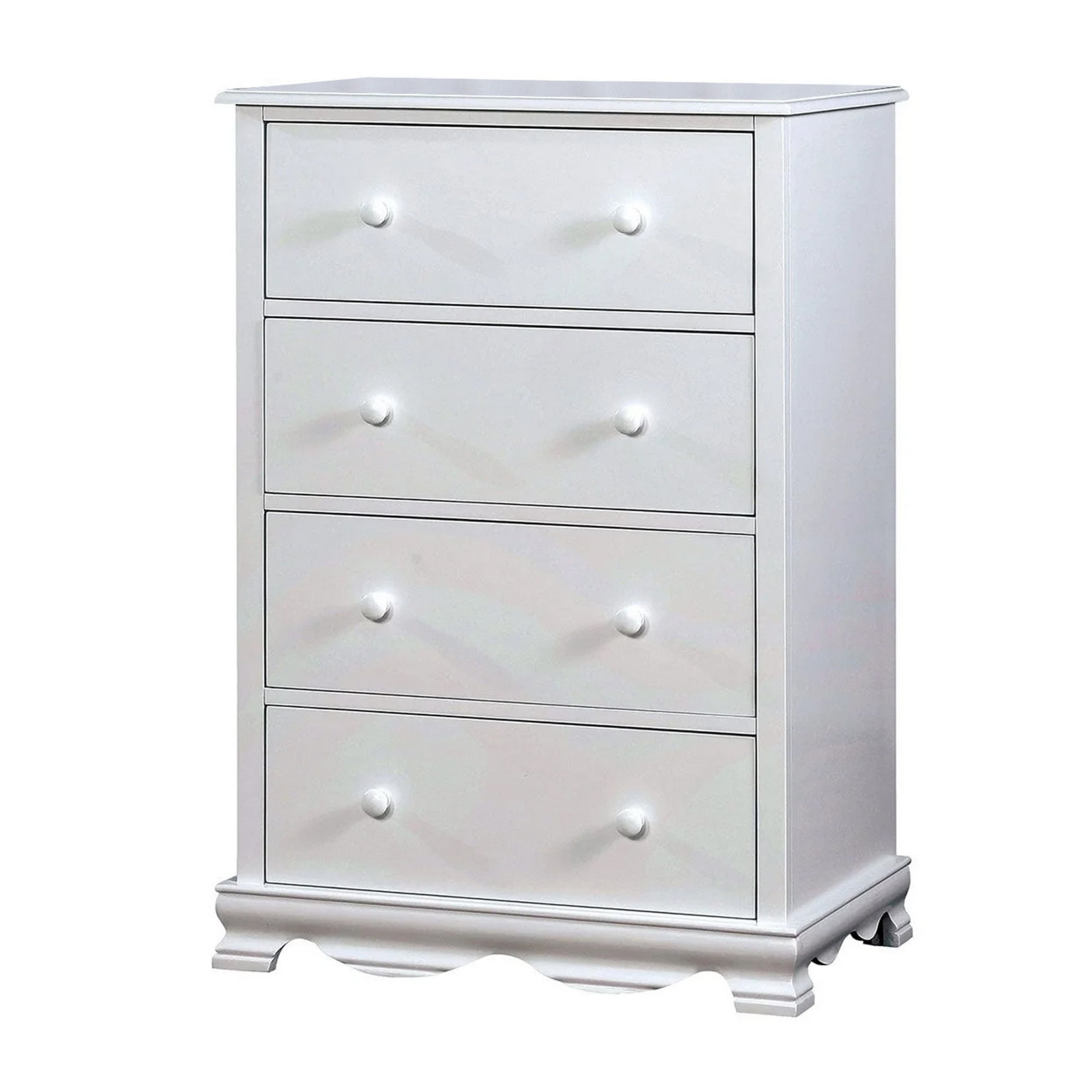 Zina 42 Inch Tall Dresser Chest, 5 Drawers, Knob Handles, Crisp White ...
