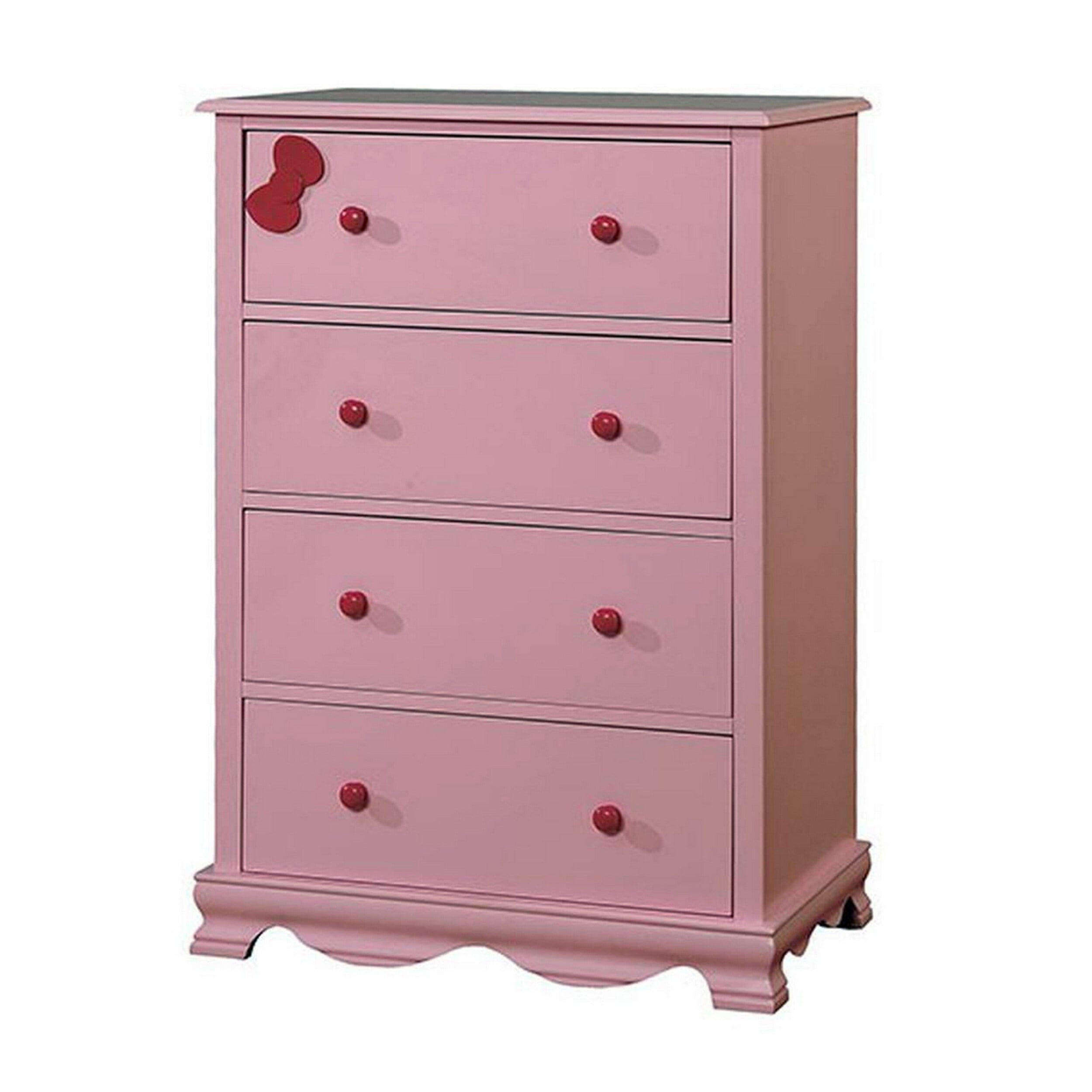 Zina 42 Inch Tall Dresser Chest, 5 Drawers, Striking Bow Accent, Warm ...