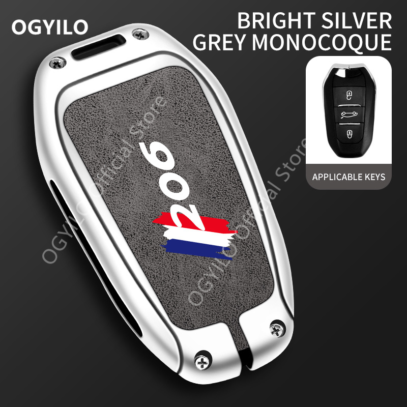 Zinc Alloy Leather Car Key Case Cover For Peugeot 206 A 3 buttons key ...