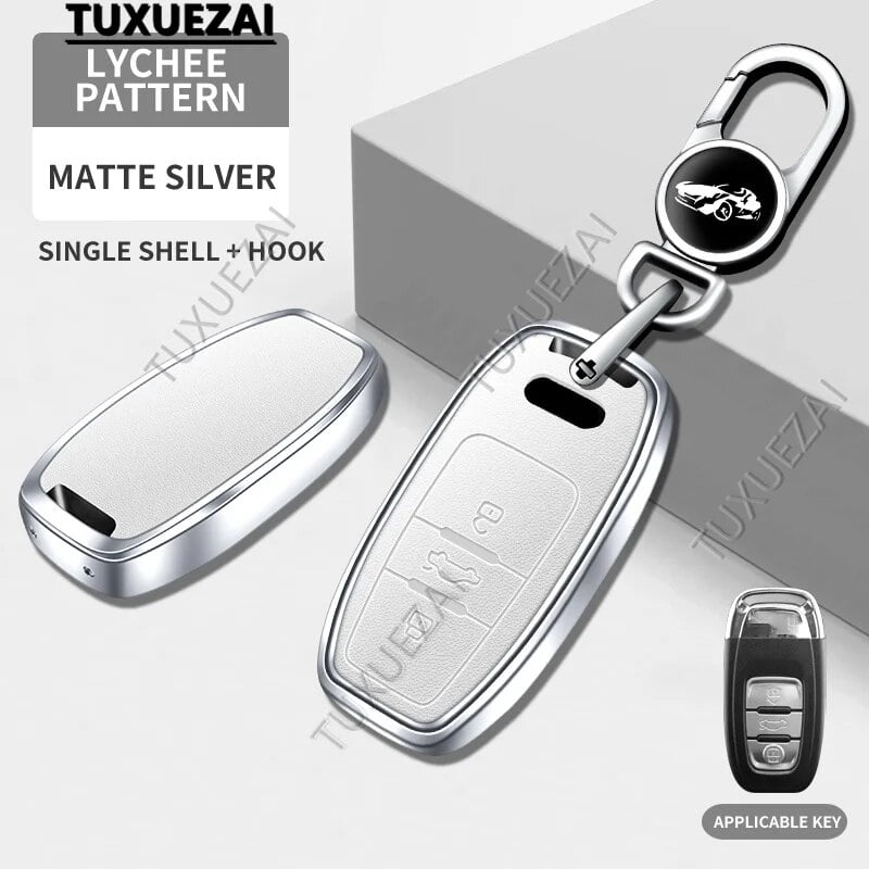Zinc Alloy Leather Car Key Cover Case For Audi A 3 buttons A6 C5 C6 4F ...