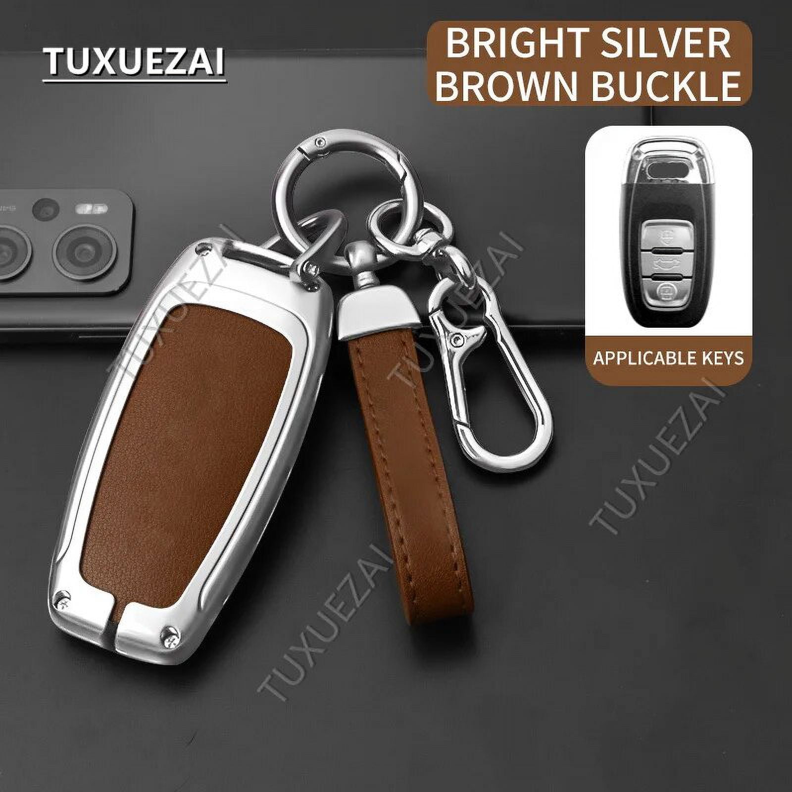 Zinc Alloy Leather Car Key Cover Case For Audi A three button A3 8L 8P ...