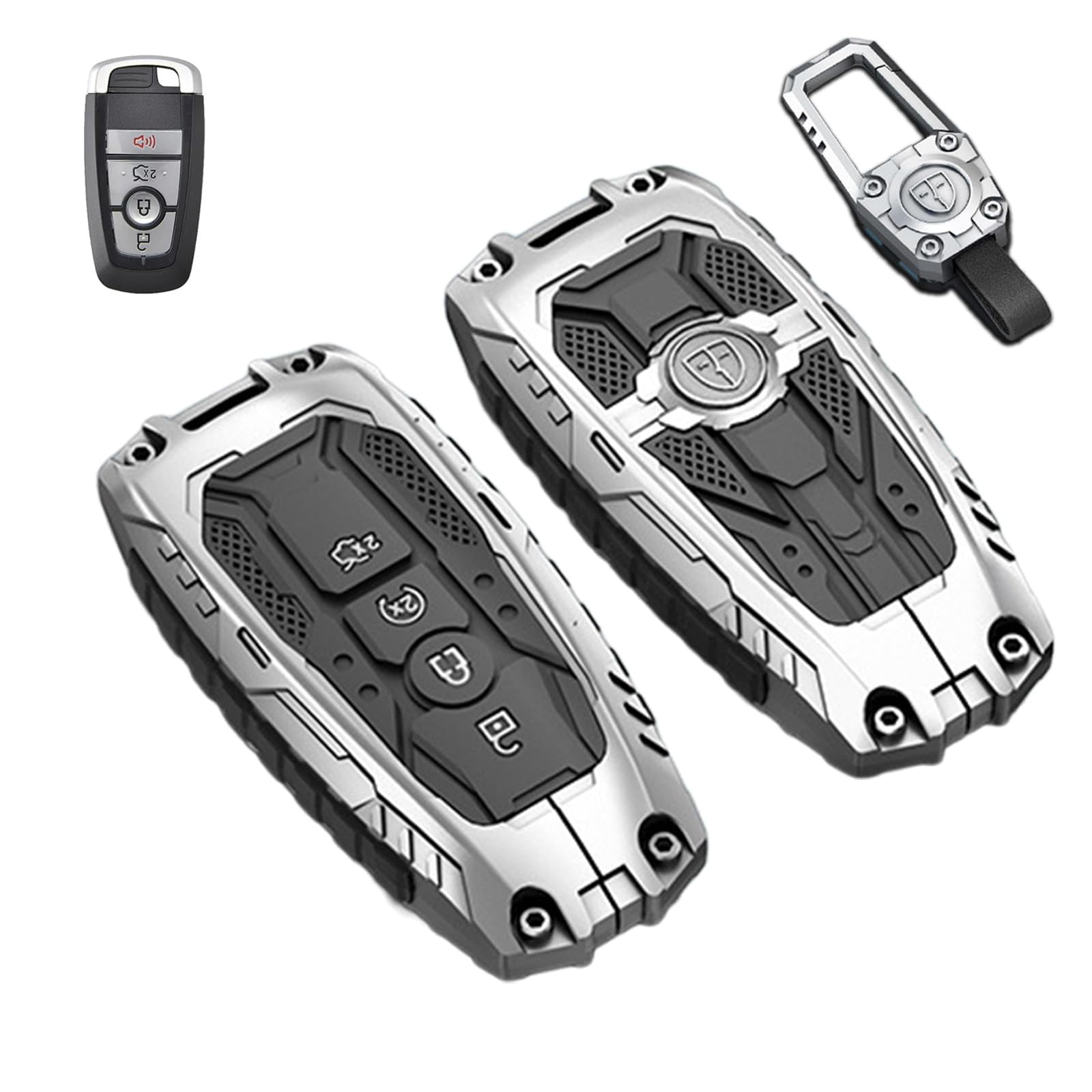 Zinc Alloy Metal Key Fob Case Cover Holder Shell Compatible with Ford ...