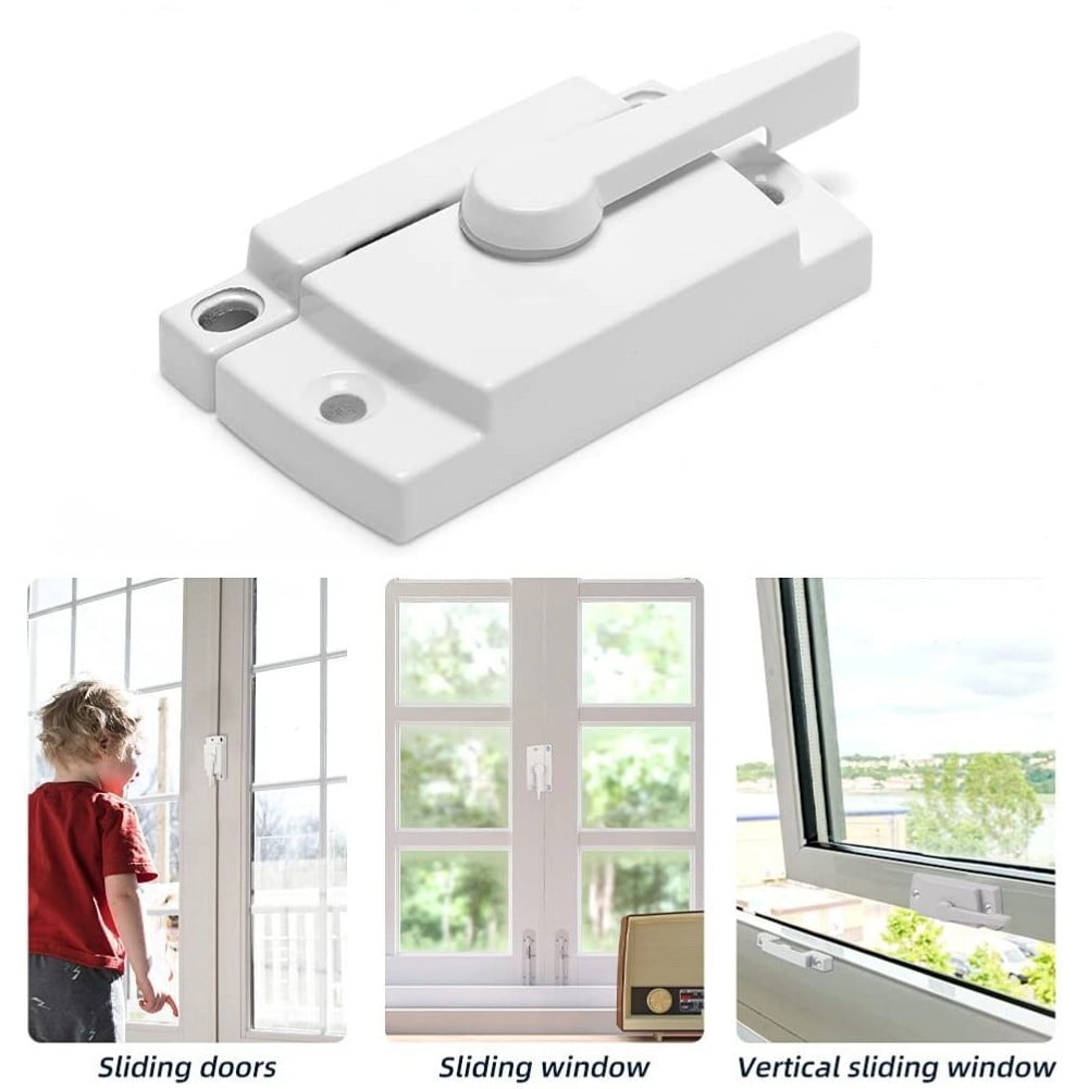 Zinc Alloy Sliding Casement Sash Vertical Slider Fitch Catch Lock White ...