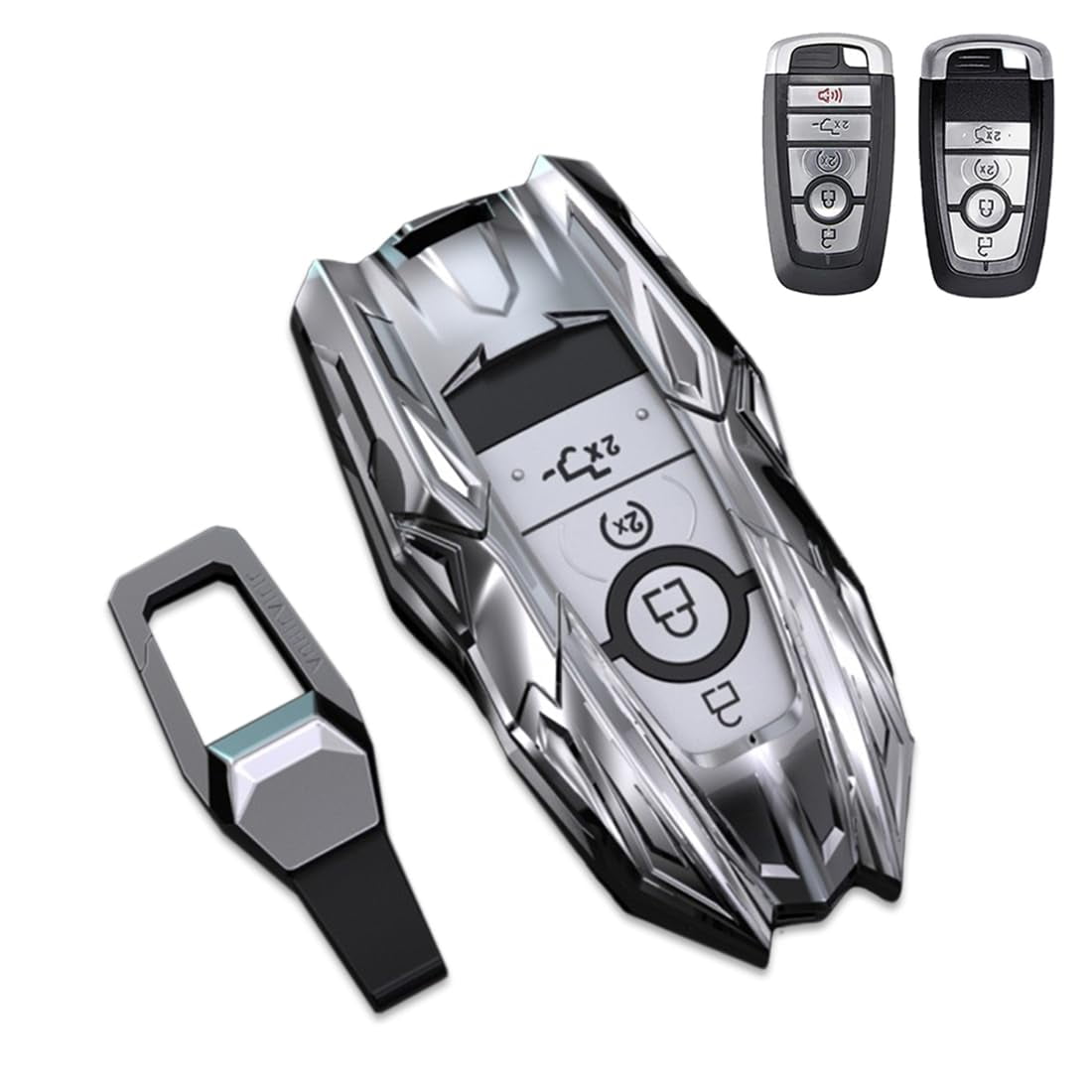 Zinc Alloy Smart Key Fob Case Holder Shell Accessories Compatible for Ford Fusion F150 F250 F350 ...