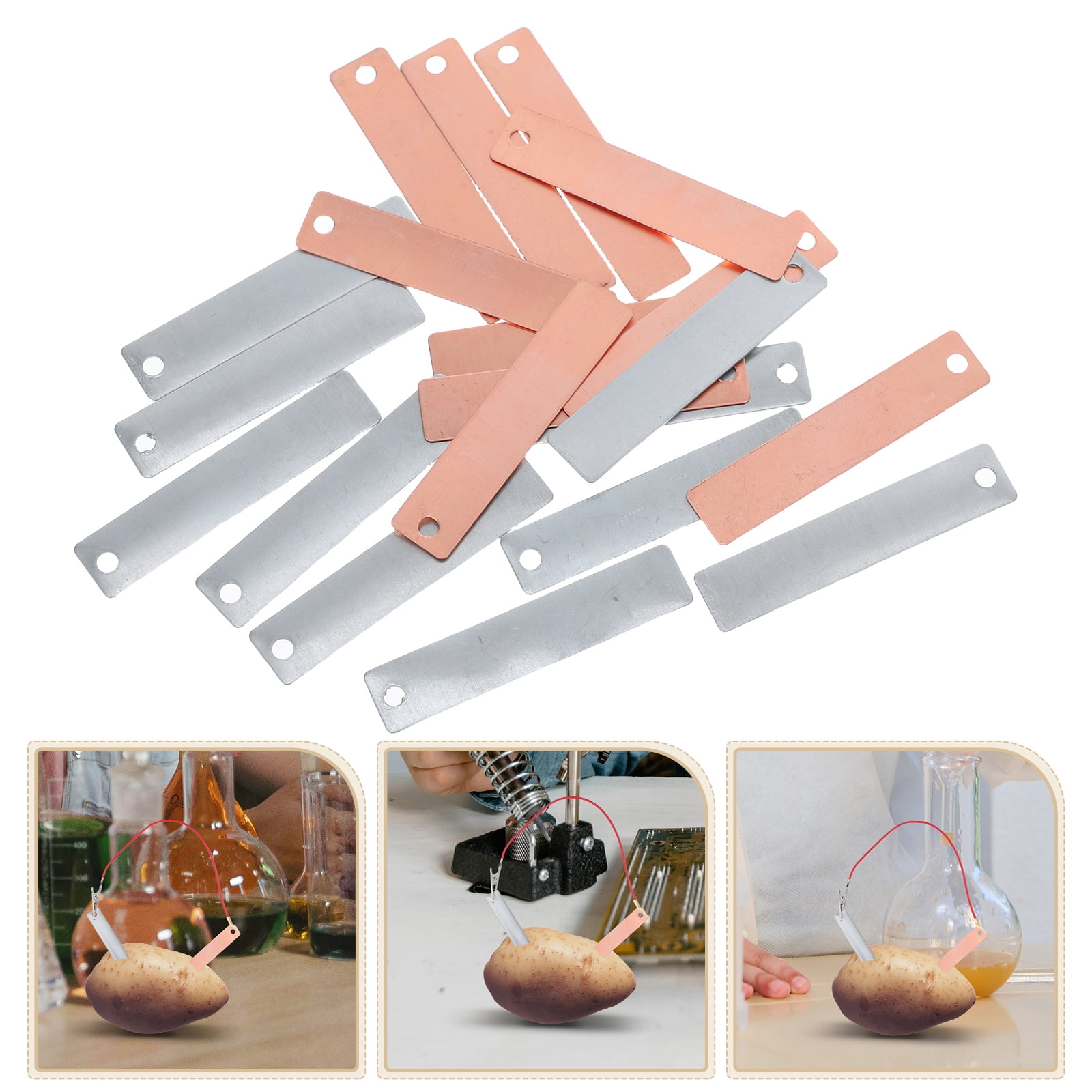 FRCOLOR Copper Zinc Electrode Strips Assorted Color 10 Pairs 1.6x0.35x0 ...