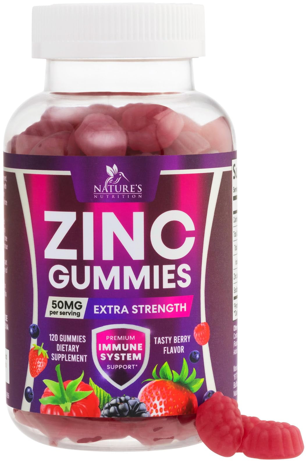 Nature's Nutrition Zinc Gummies 50mg, Immune Support, High Absorption ...