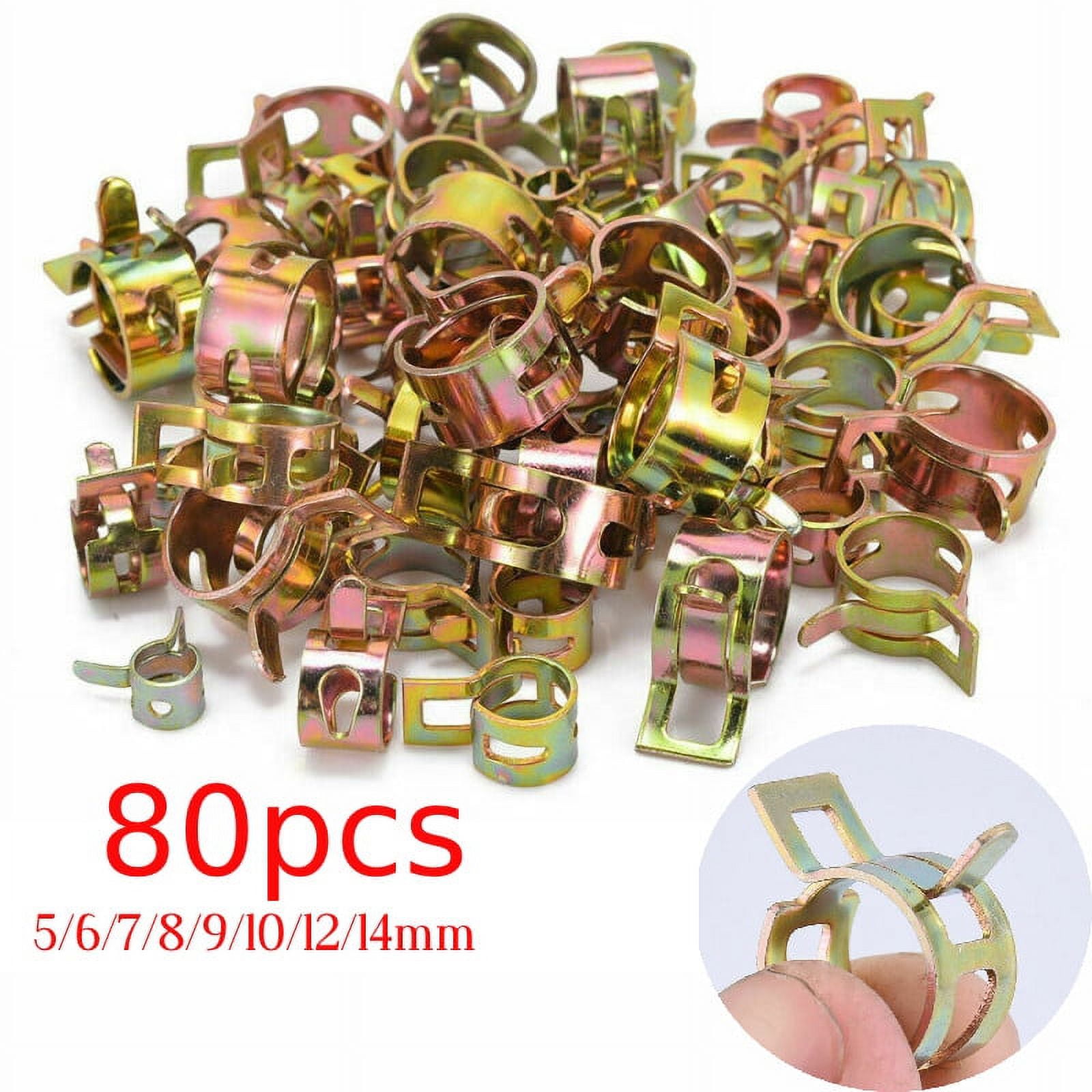 Zinc Plated Spring Clips for Fuel Line, Water Pipe Fastener, 80 Pieces ...