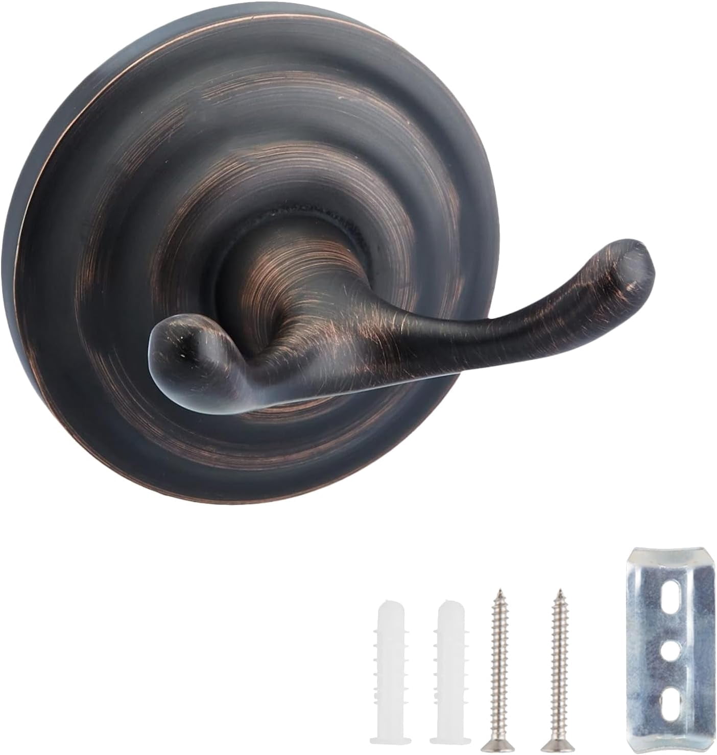 Zinc Traditional Round Bathroom Towel and Robe Hook, Oil Rubbed Bronze ...