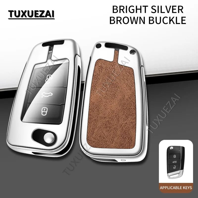 Zinc alloy+leather Car Key Case Cover For VW Volkswagen E 3 buttons ...