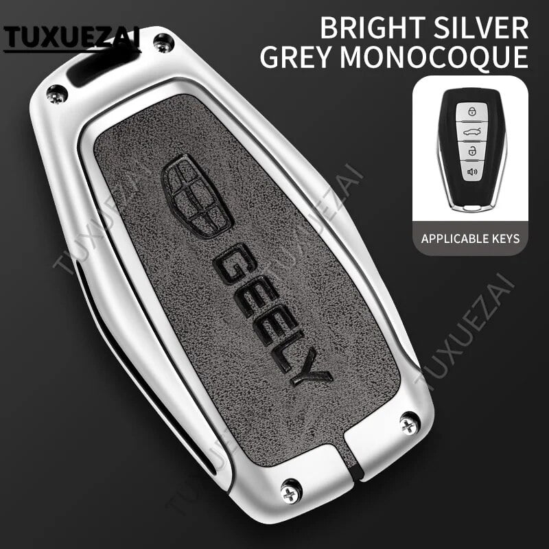 Zinc alloy+leather Car Key Case For Geely C 4 buttons Atlas Boyue ...