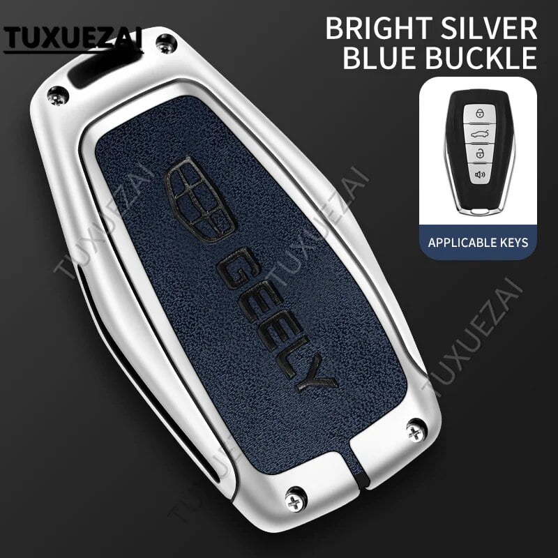 Zinc alloy+leather Car Key Case For Geely C 4 buttons Atlas Boyue ...
