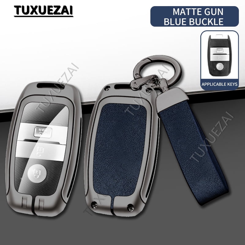 Zinc alloy+leather Car Key Cover Case For Kia A 3 buttons key case Rio ...