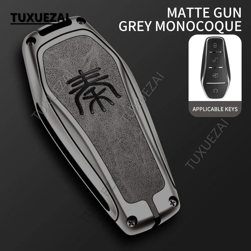 Zinc alloy+leather Car Key Cover Smart Remote Key Case For BYD Qin B 4 ...