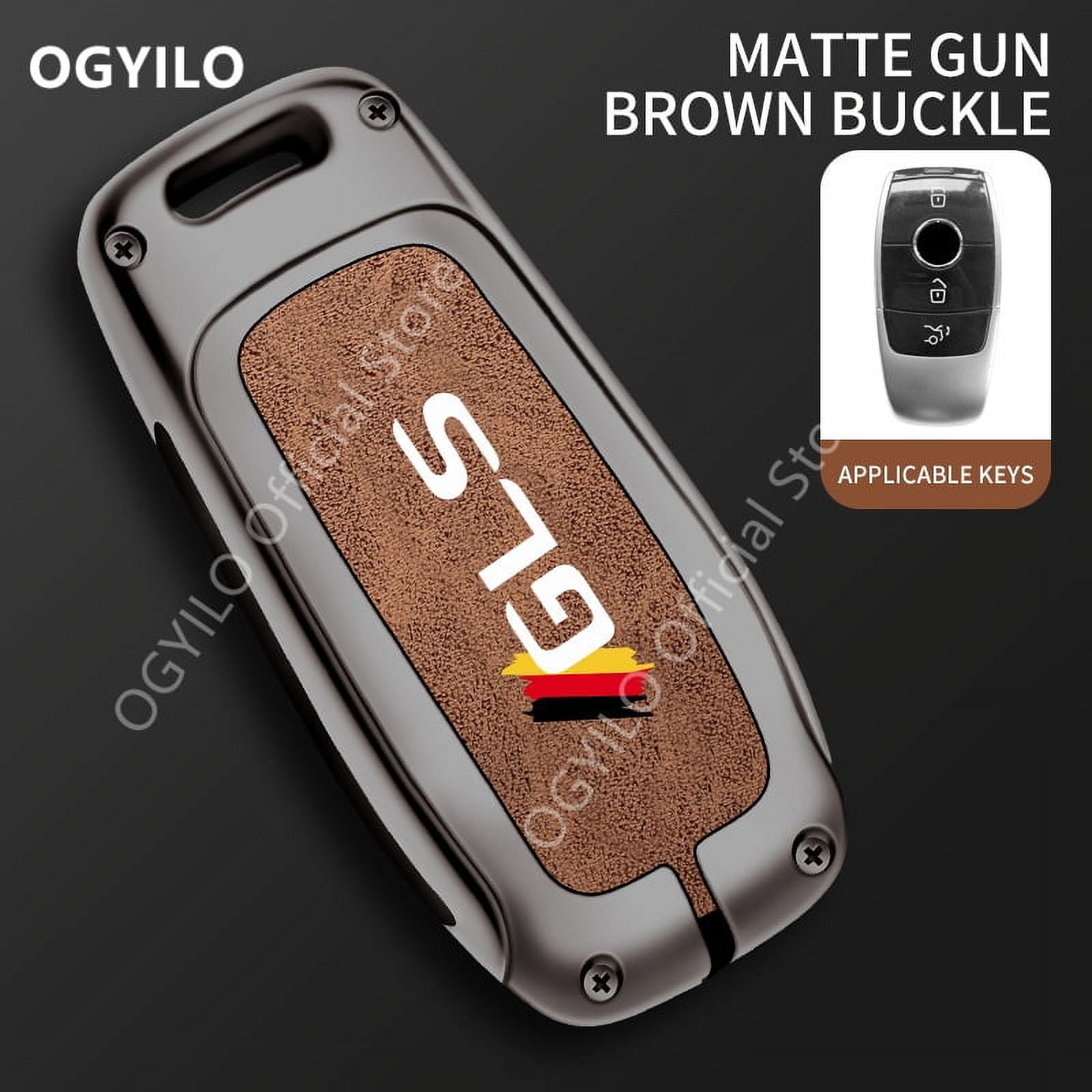 Zinc alloy+leather Car Key Housing For Mercedes Benz GLS A 3 buttons ...